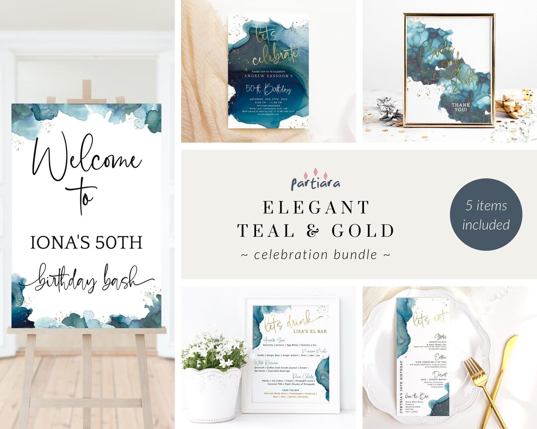 Editable Party Kit Printable Templates Birthday Dinner Party Bundle Set ...