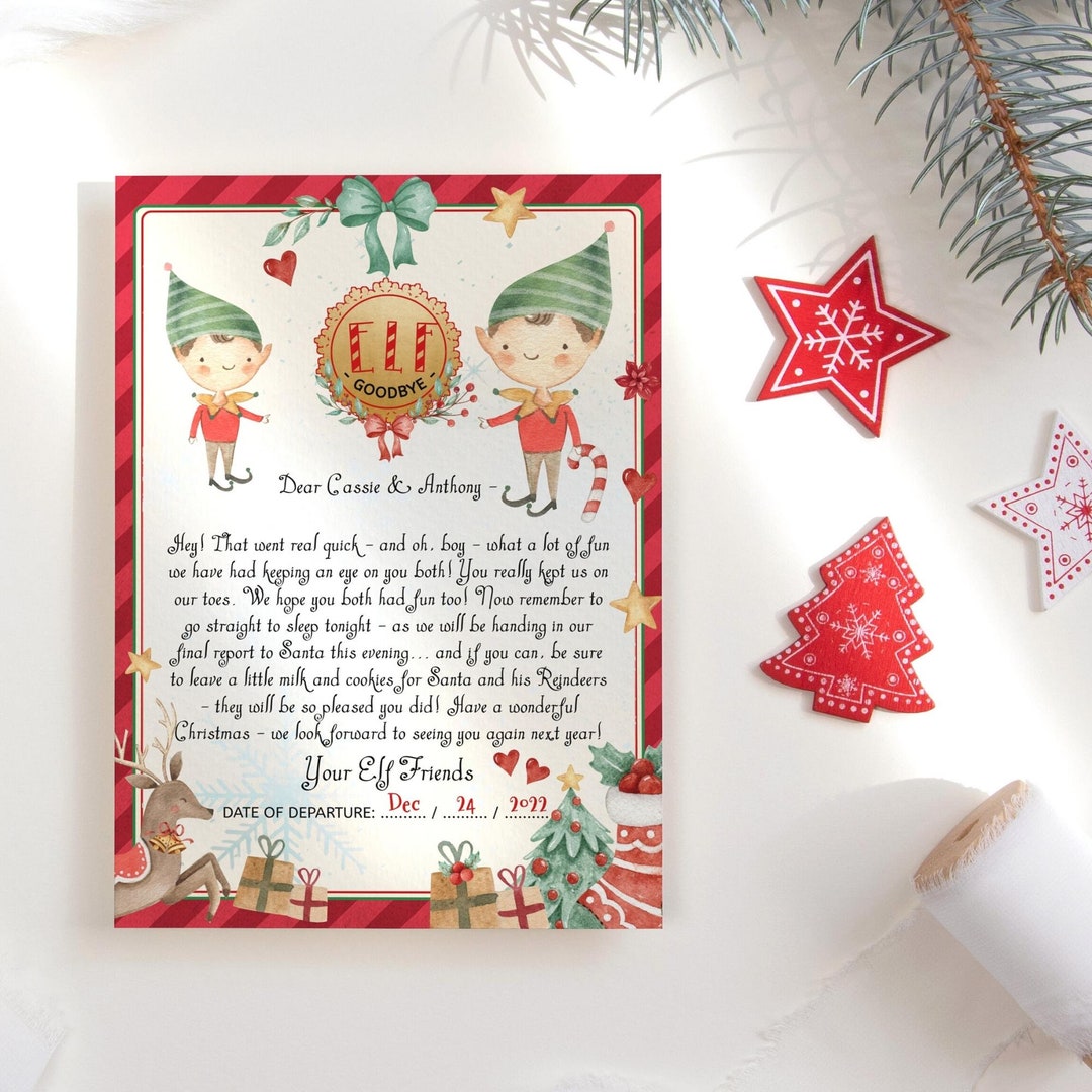 Buy Editable Elf Letter Template, Goodbye Elves Christmas Letters ...