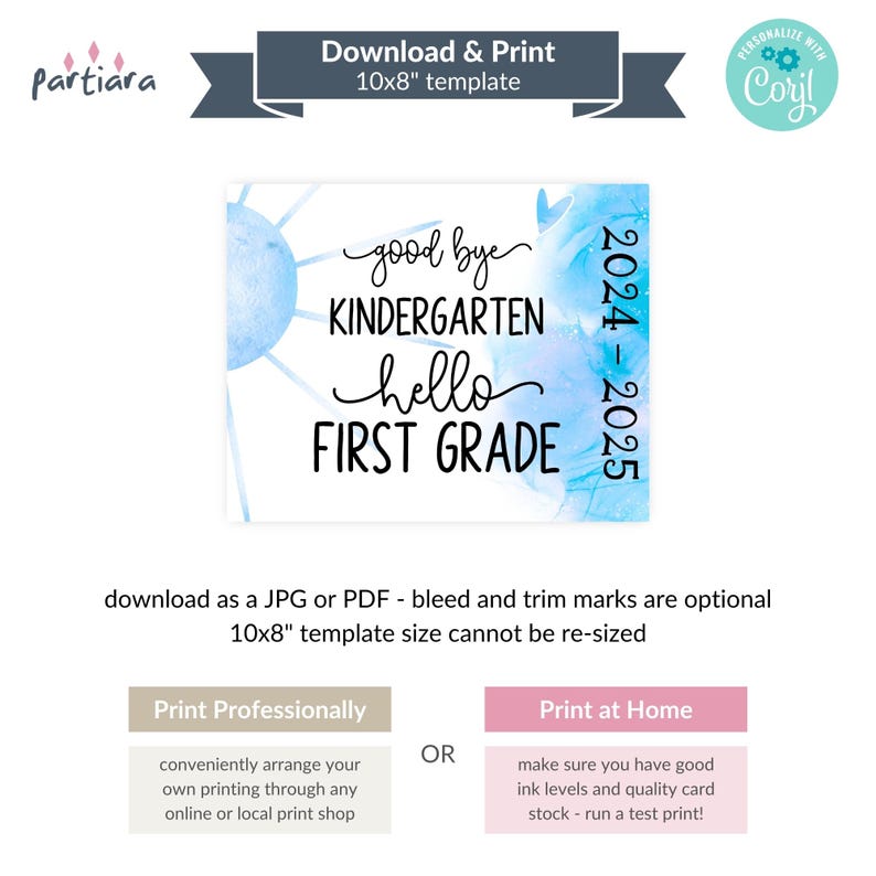 Editable First Day of School Sign Goodbye Kindergarten Hello First ...