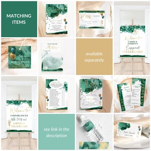 Editable Birthday Program Card Emerald Green and Gold Ladies Dinner ...