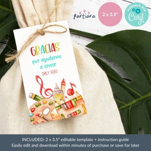 Spanish Teacher Gift Tag, Teacher Appreciation Tags Printable, Music Teachers End of School ...