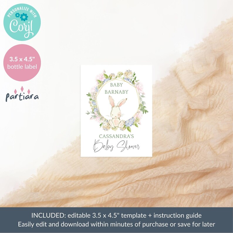 Baby Bunny Wine Label Printable Baby Shower Party Personalized - Etsy