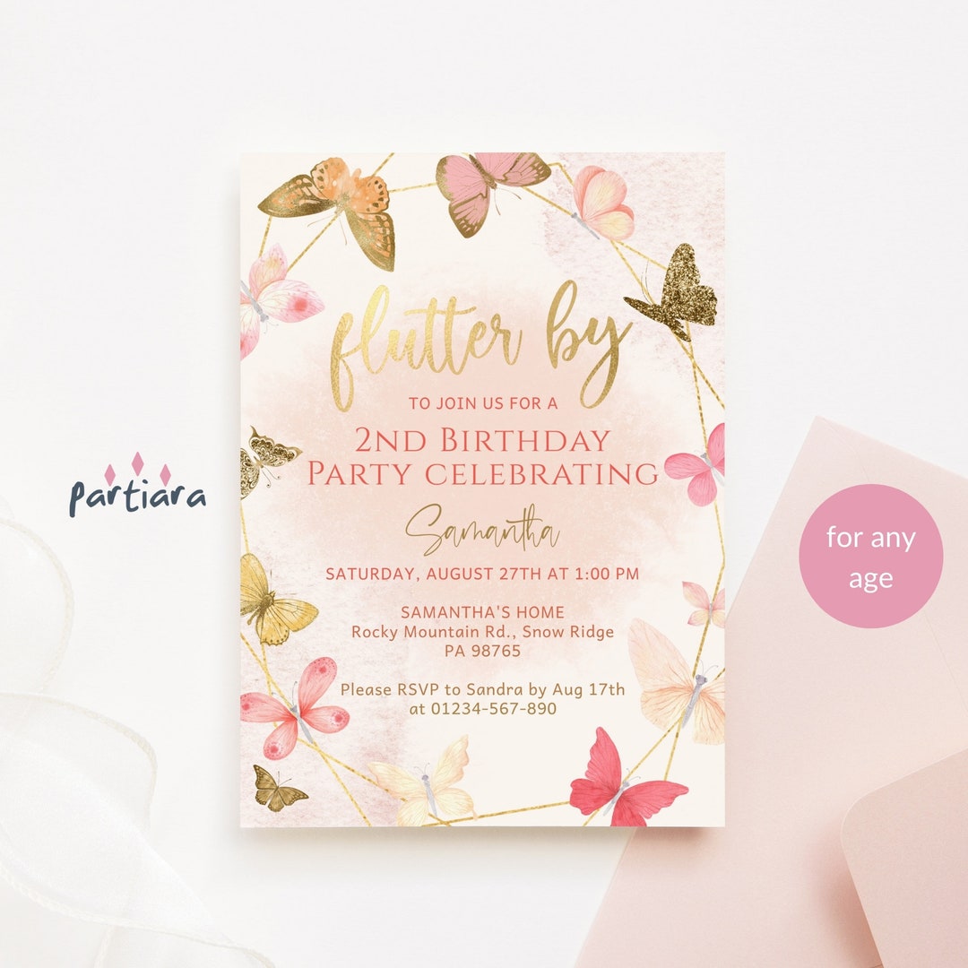 Flutter by Invite Butterfly Template, Boho 1st Birthday Party ...