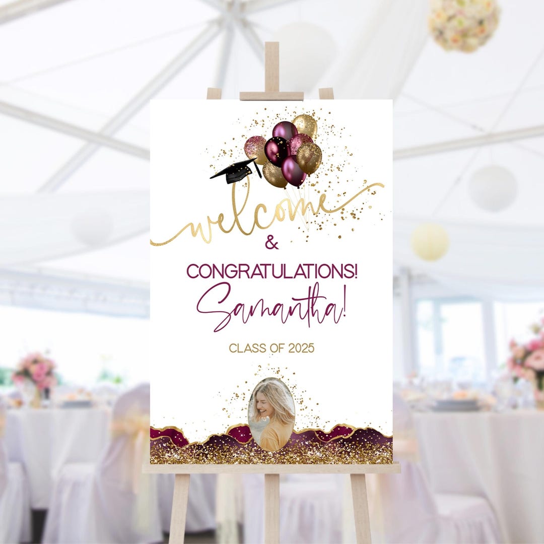 Graduation Photo Sign, Welcome Graduation Party Template, Girls ...