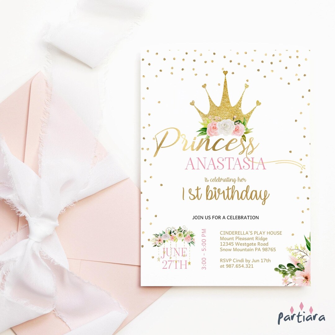 Birthday Princess Party Invitation Printable Girl's Fairytale Themed ...
