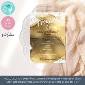 All White Gold Program Card Ladies Birthday Retirement Party Printable ...