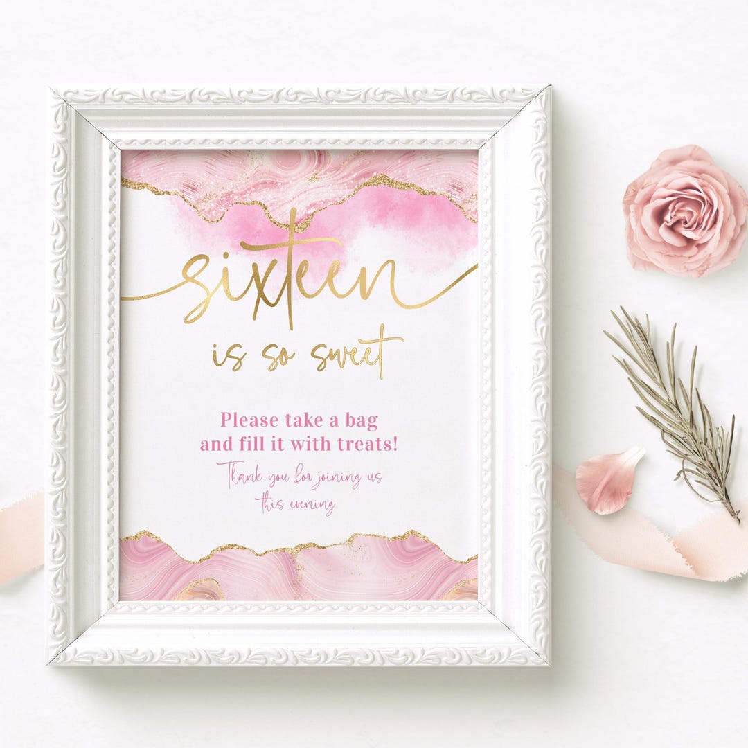 Sweet 16 Birthday Favor Sign Girl 16th Birthday Party Sweet Treats ...