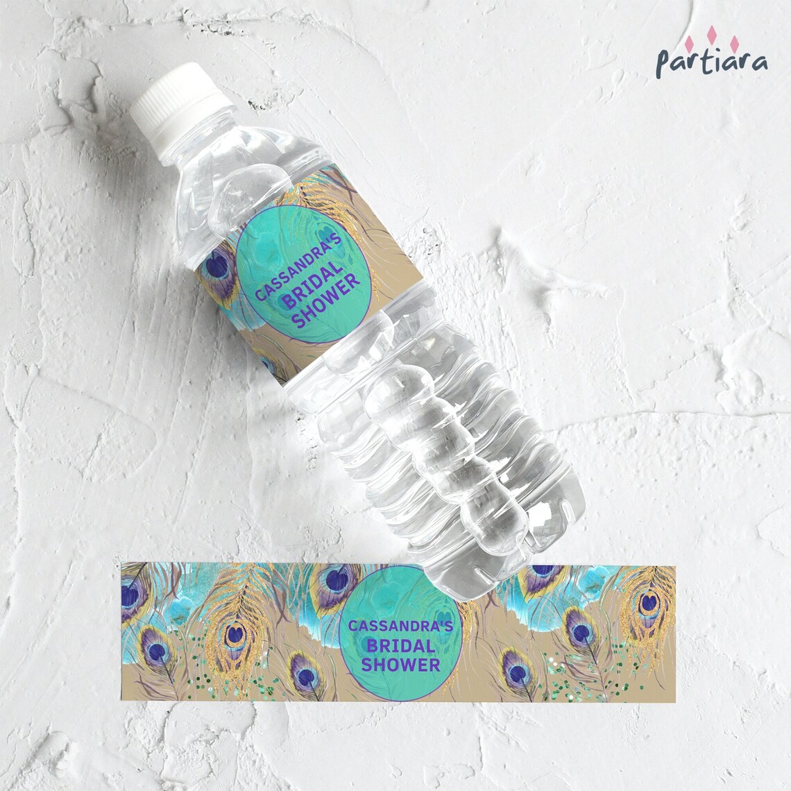 Peacock Party Favors Water Bottle Label Bridal Shower Birthday Brunch ...