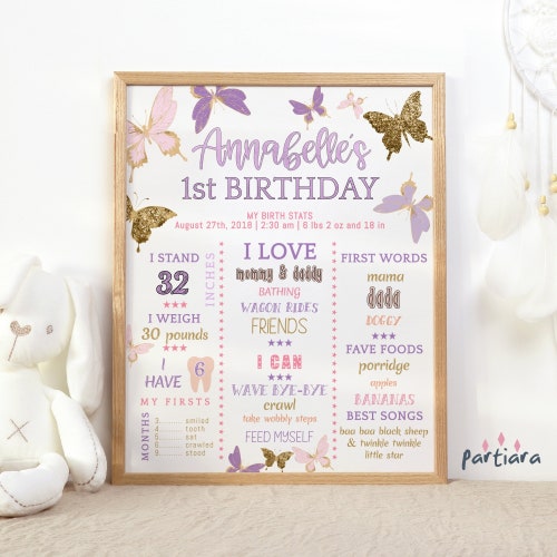 First Birthday Poster Chalkboard Sign Milestone Board - Etsy