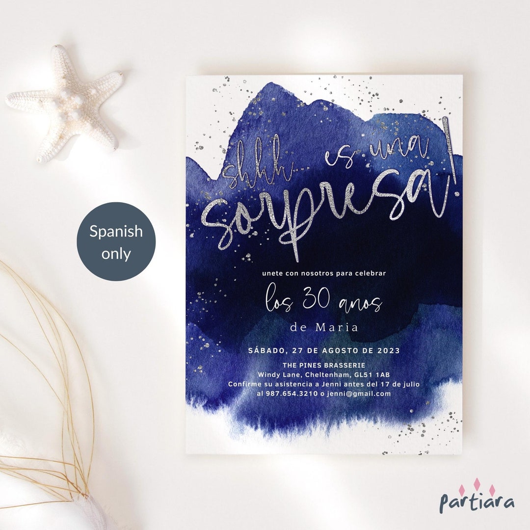 Spanish Surprise Party Invitation Template, Birthday Surprise Invite ...