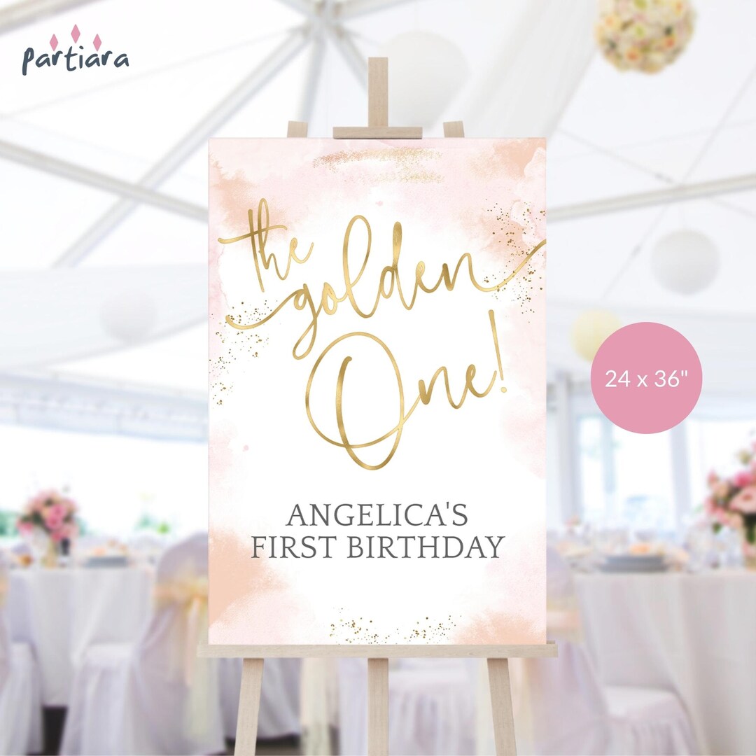The Golden One Welcome Sign, 1st Birthday Golden Welcome Poster ...