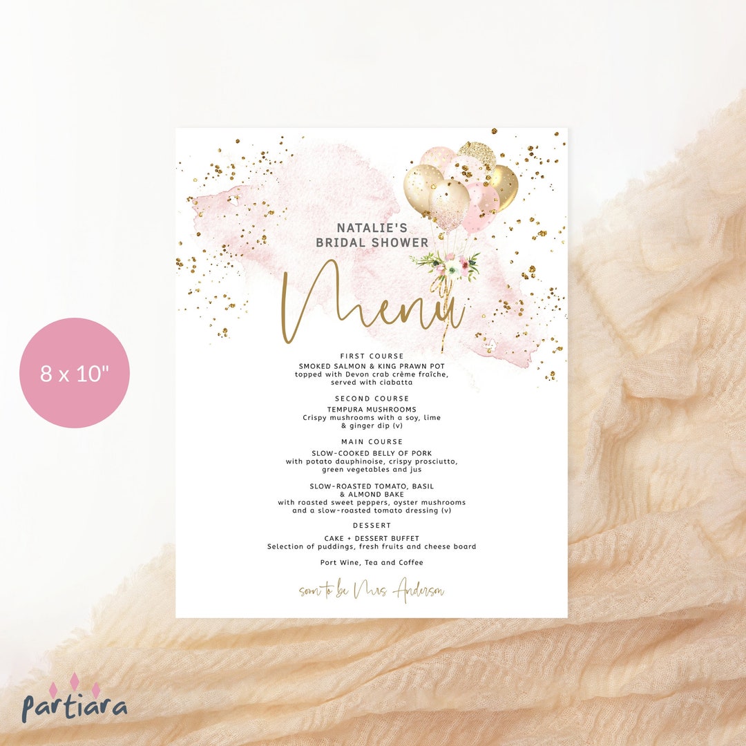 Pink Menu Sign Template, Birthday Table Menus Poster Printable, Girls ...