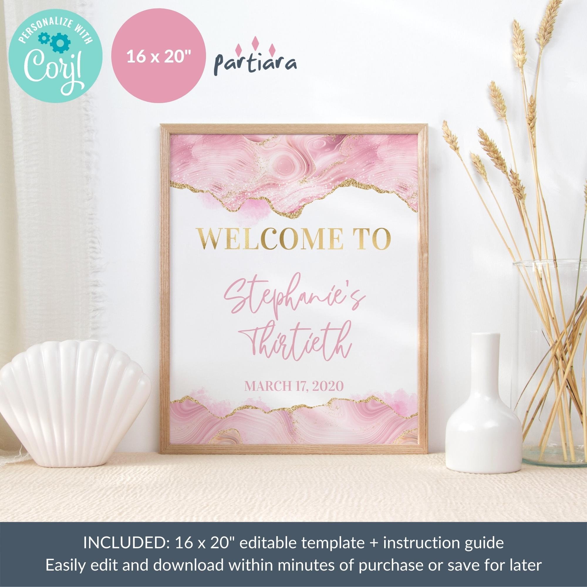 Editable Ladies Birthday Party Welcome Sign 16x20 Template - Etsy