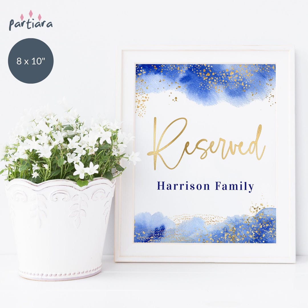Royal Blue Reserved Sign, Birthday Table Reserved Poster Printable ...