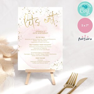 Pastel Pink Menu Template, Birthday Brunch Menus Printable, Teen Girls ...