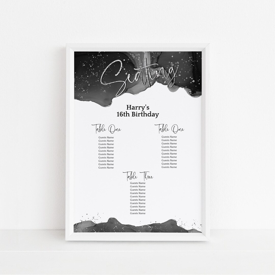 Birthday Seating Chart Template, Editable Table Seating Plan Printable ...
