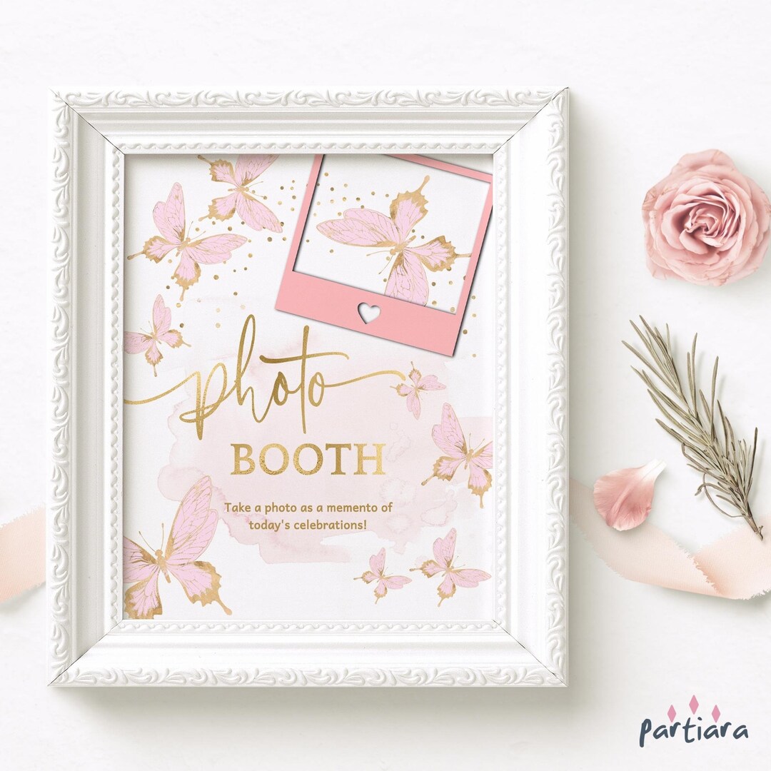 Butterfly Photo Booth Selfie Table Sign Printable, Girls Birthday ...