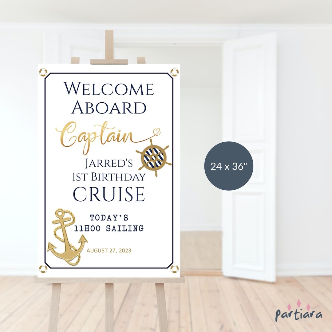 Nautical Welcome Sign Captains Birthday Party Welcome Aboard Poster ...