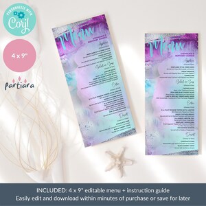 Mermaid Birthday Party Menus Printable Bridal Shower Mermaids Table ...
