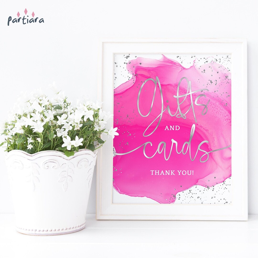 Ladies Birthday Gift Table Sign Hot Pink Silver Dinner Party - Etsy