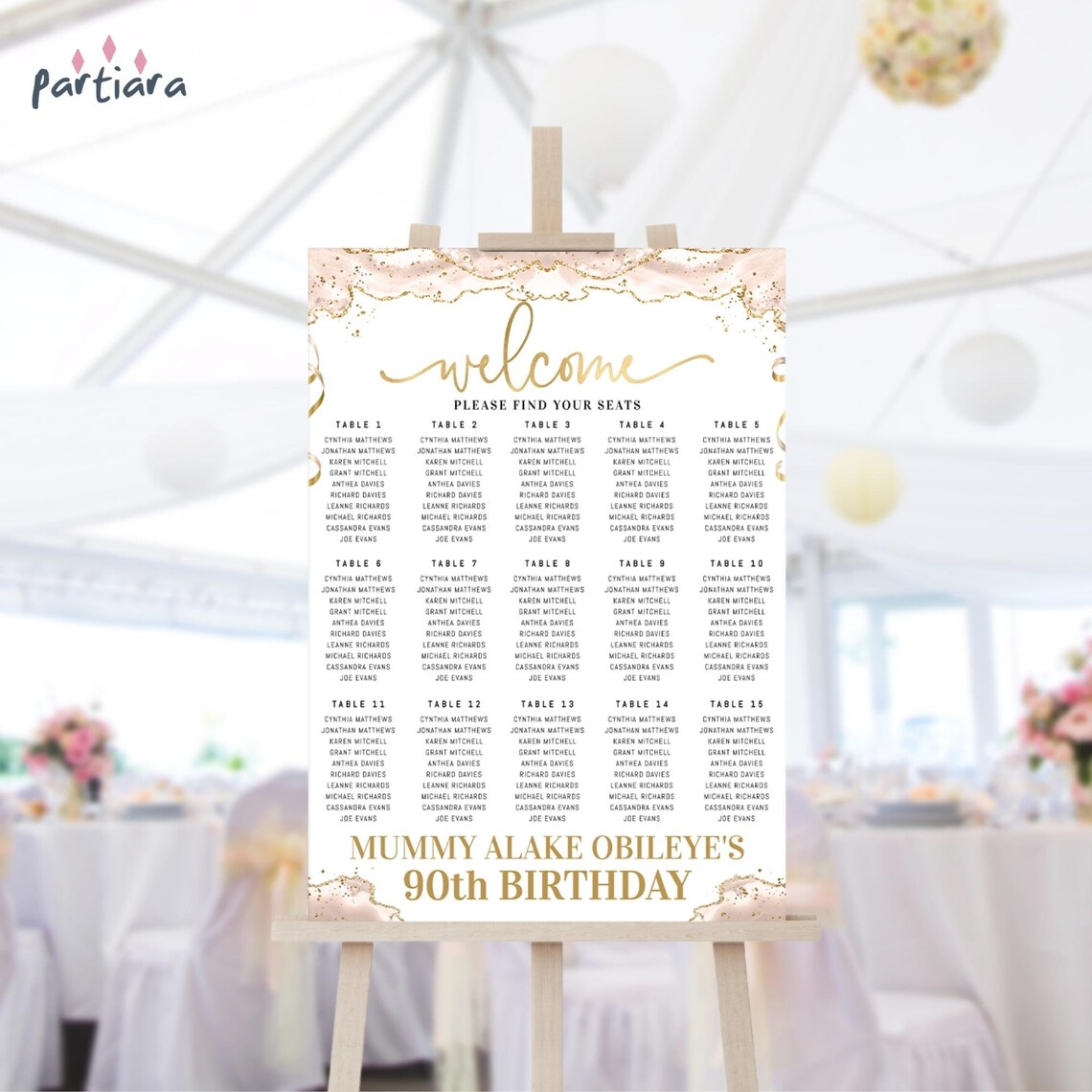 Birthday Party Seating Chart Printable Ladies Teen Girls - Etsy