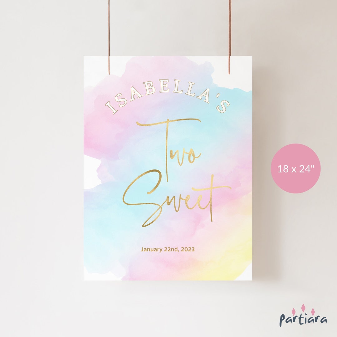 2nd Birthday Sign Girls Two Sweet Tea Party Welcome Poster Unicorn ...
