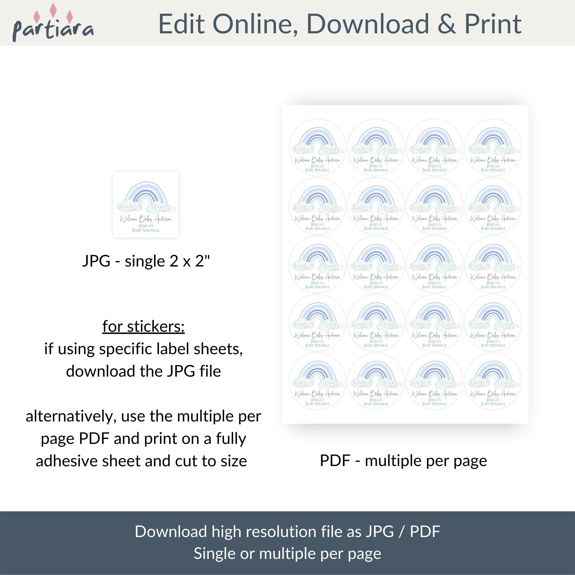 Editable Baby Rainbow Favor Tag Boy Baby Shower Party Gift - Etsy