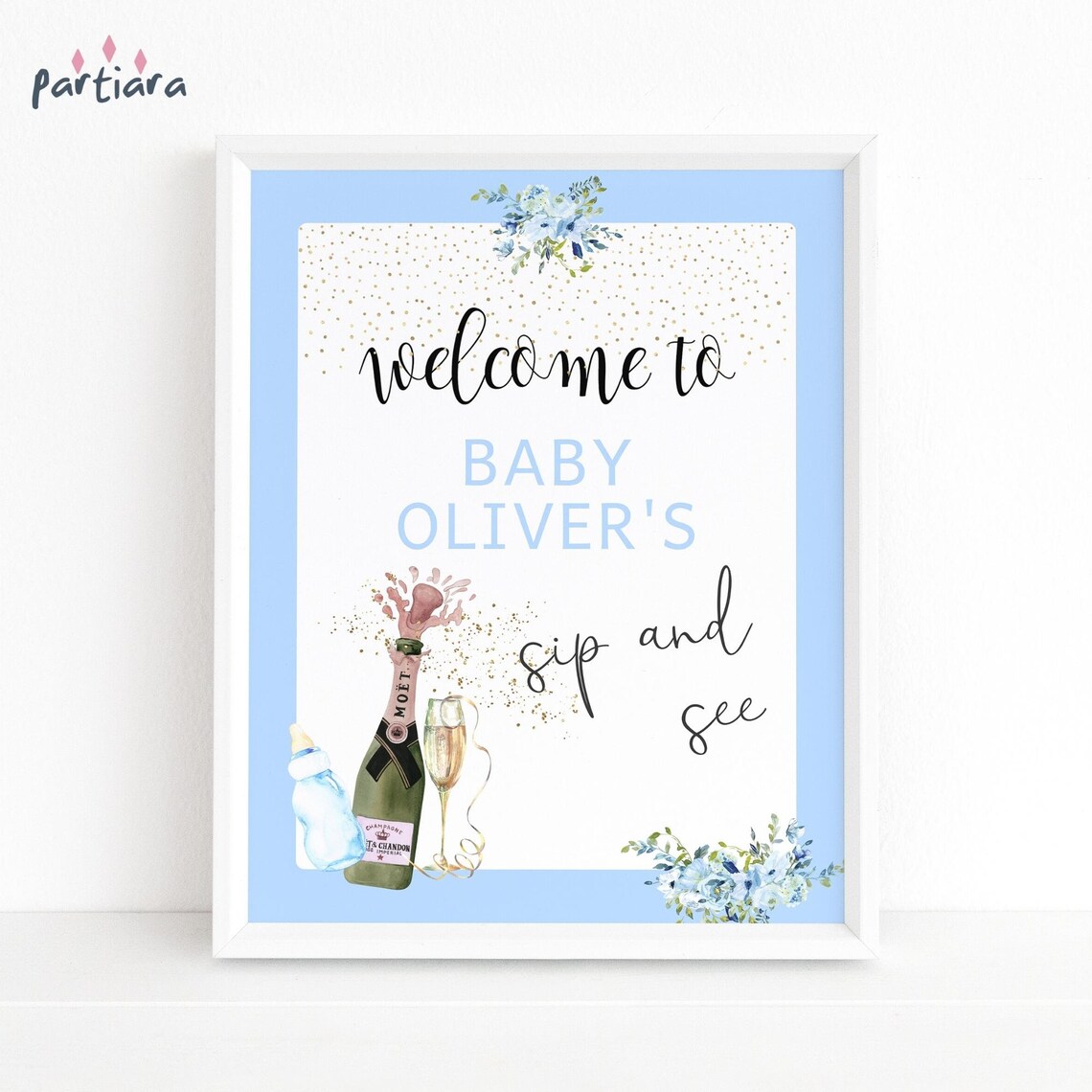Sip and See Welcome Sign, Baby Boy Sip N See Party Table Poster, Pastel ...