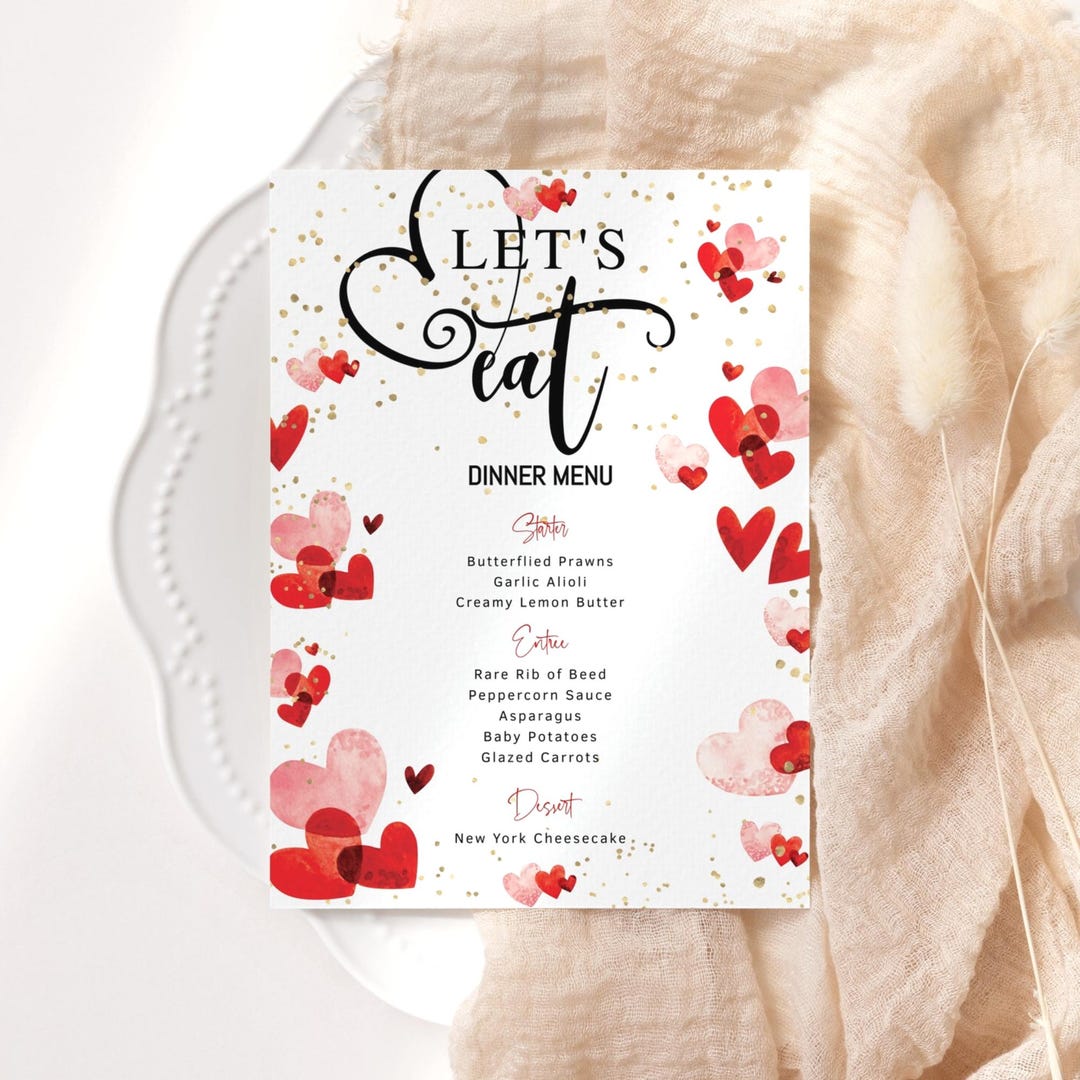 Valentines Day Menu Template, Valentines Dinner Menus Printable ...