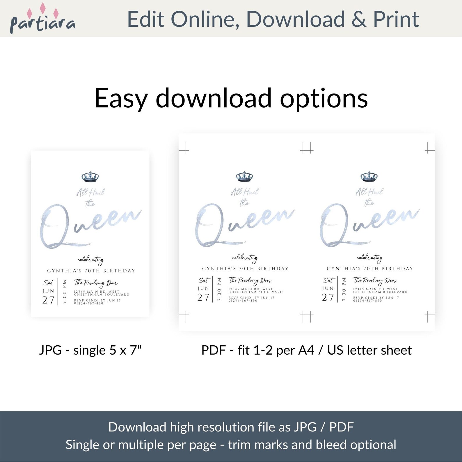 Queens Platinum Jubilee Party Invitation Printable Silver All - Etsy UK