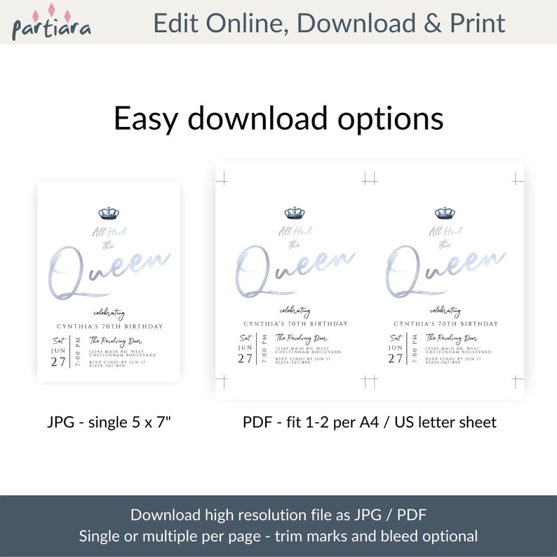 Queens Platinum Jubilee Party Invitation Printable Silver All - Etsy UK