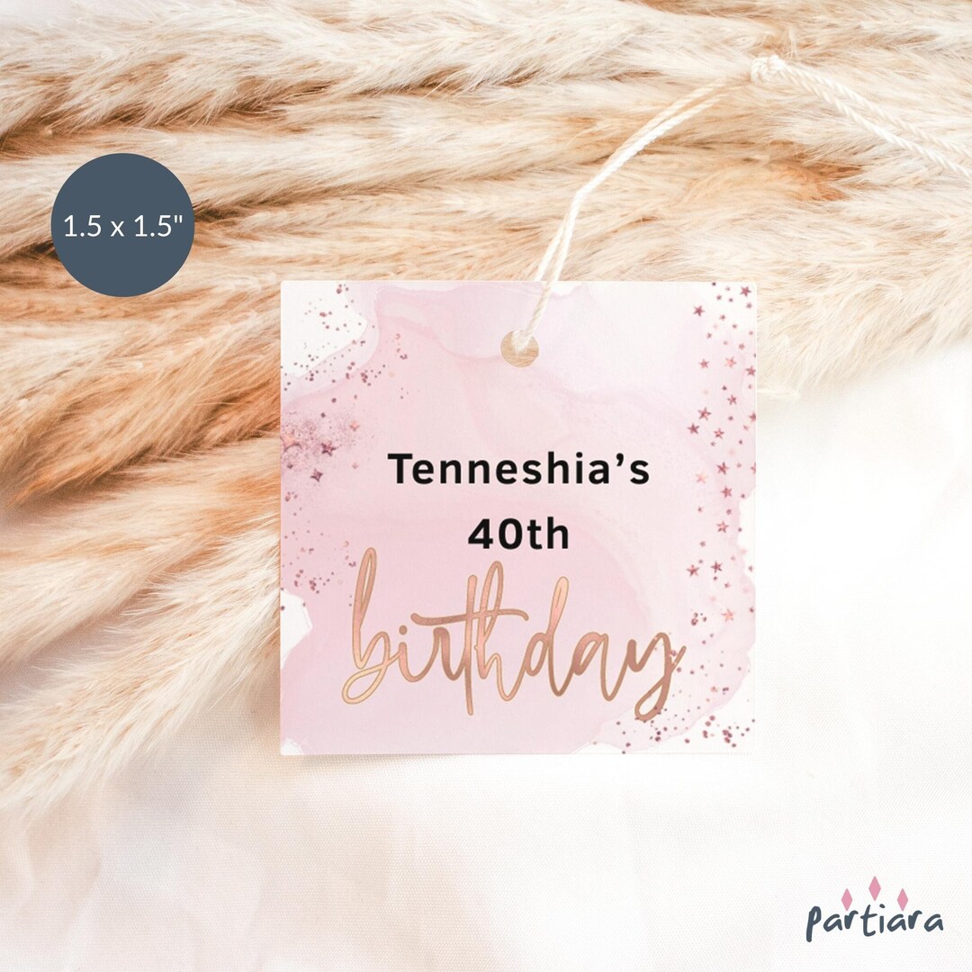 Pink Birthday Thank You Tags, Rose Gold Blush Pinks Favor Gifts Tag ...