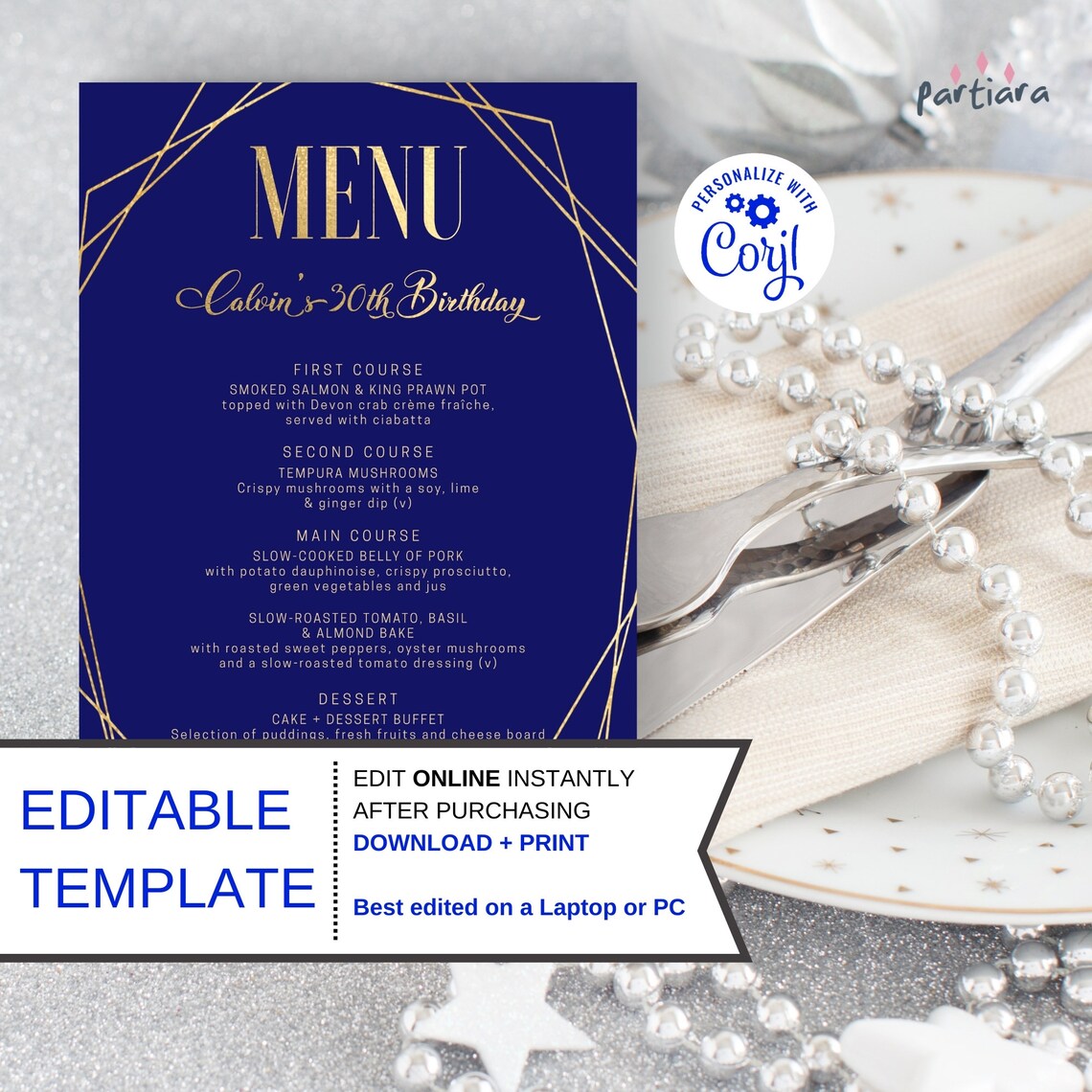 Editable Menu Card Template Birthday Party Menus Wedding | Etsy