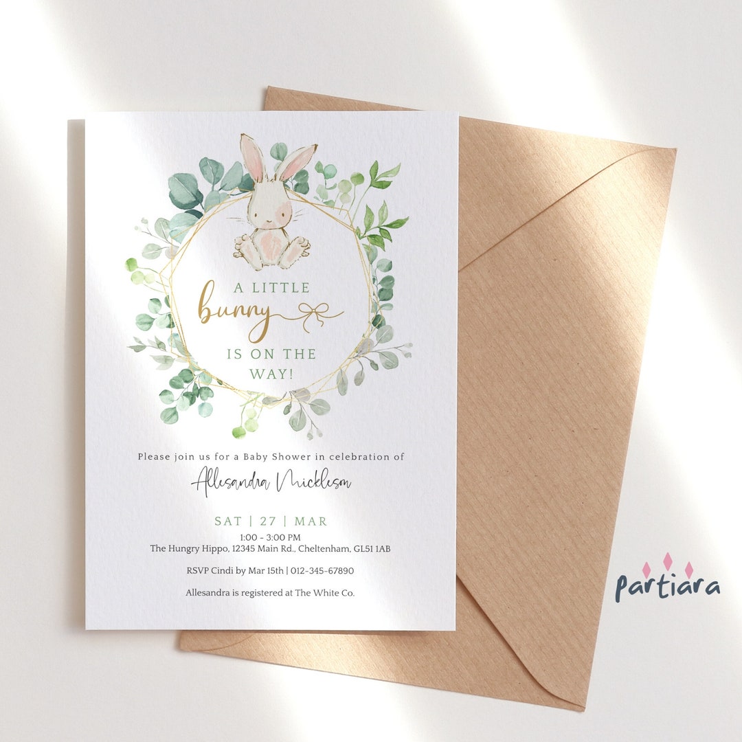 Baby Shower Bunny Invite, A Little Bunny is on the Way Invitation ...