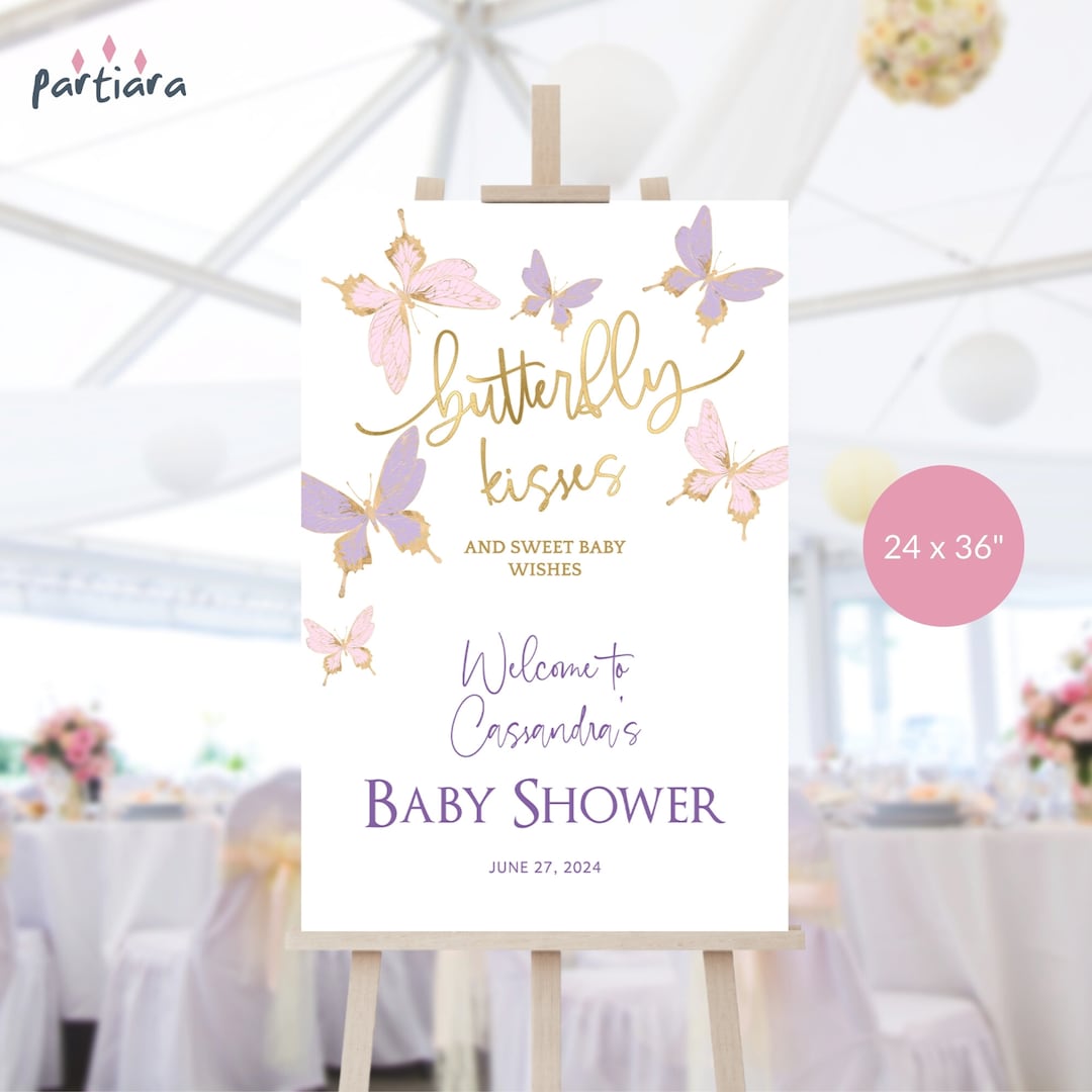 Butterfly Welcome Sign, Baby Girl Butterfly Kisses and Baby Wishes ...