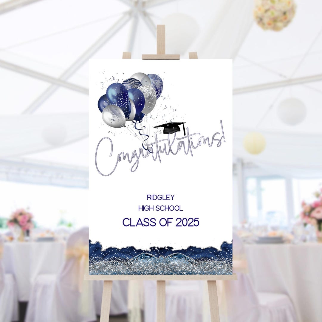 Graduation Welcome Sign, Boys Grad Bash Party Welcome Poster Printable ...