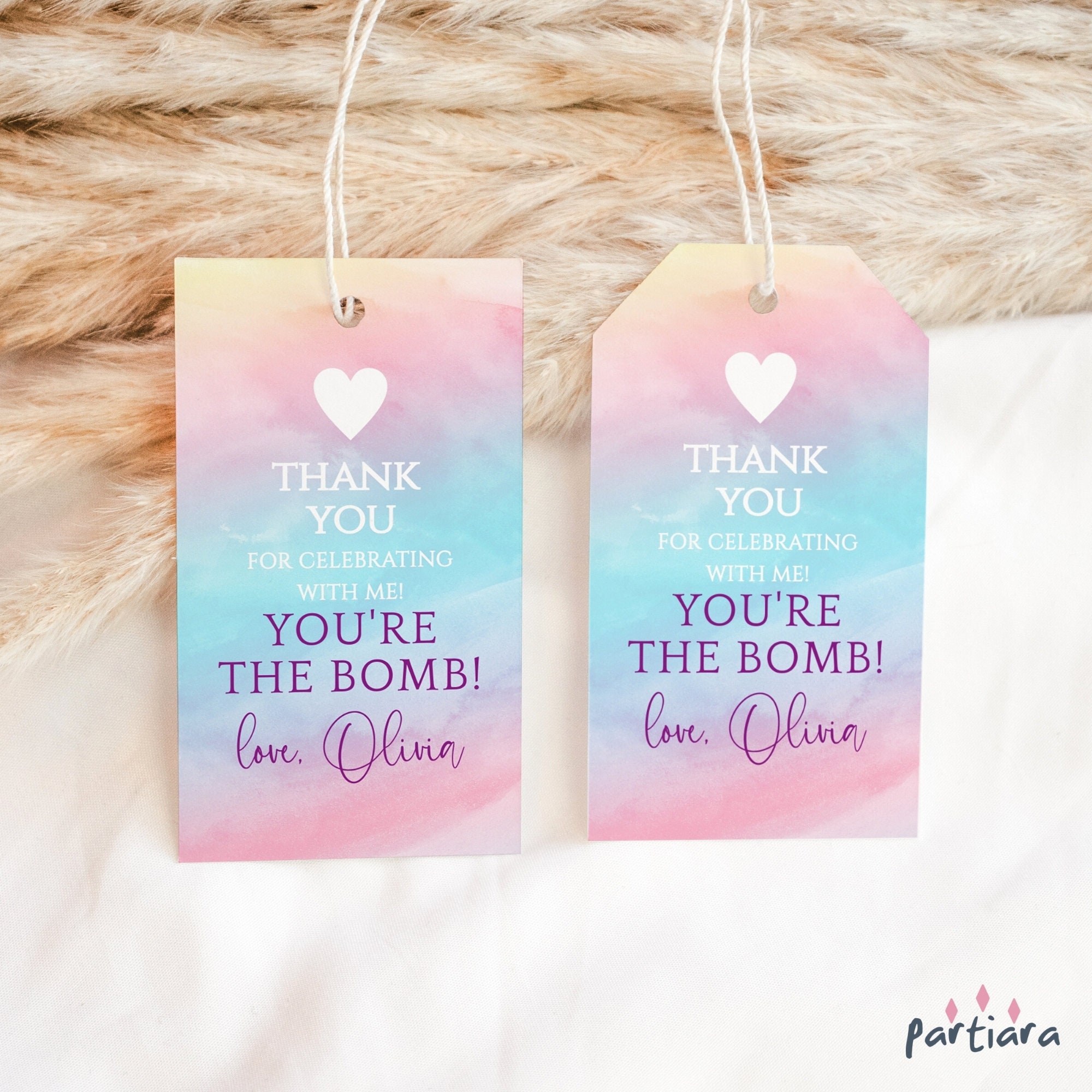 Rainbow Birthday Tags Editable Teen Girl's Party Favor | Etsy