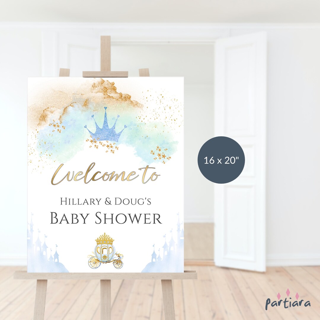 Baby Prince Welcome Sign Printable Boy 1st Birthday Baby Shower ...