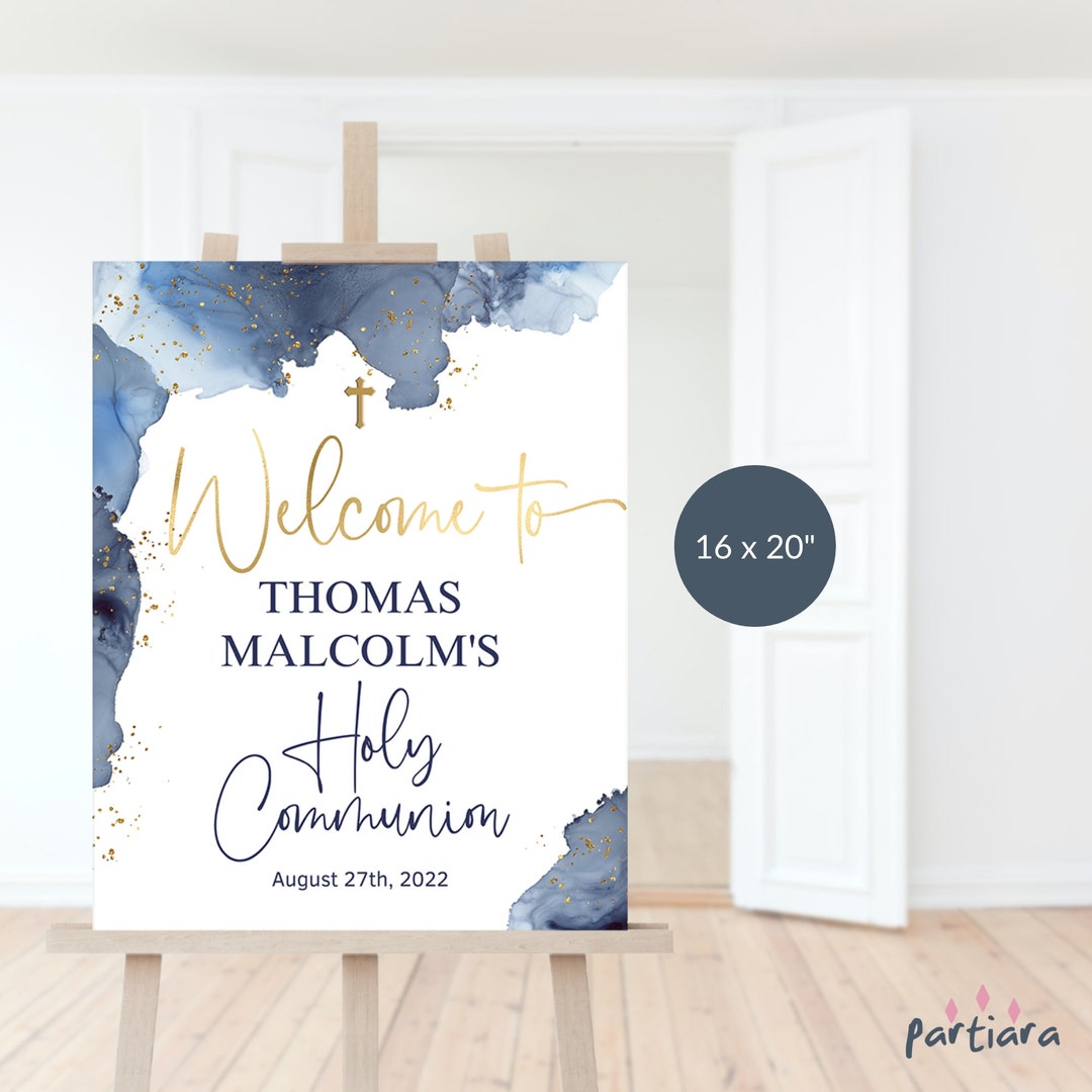 Boy's Communion Welcome Sign Printable First Holy Communion Party ...