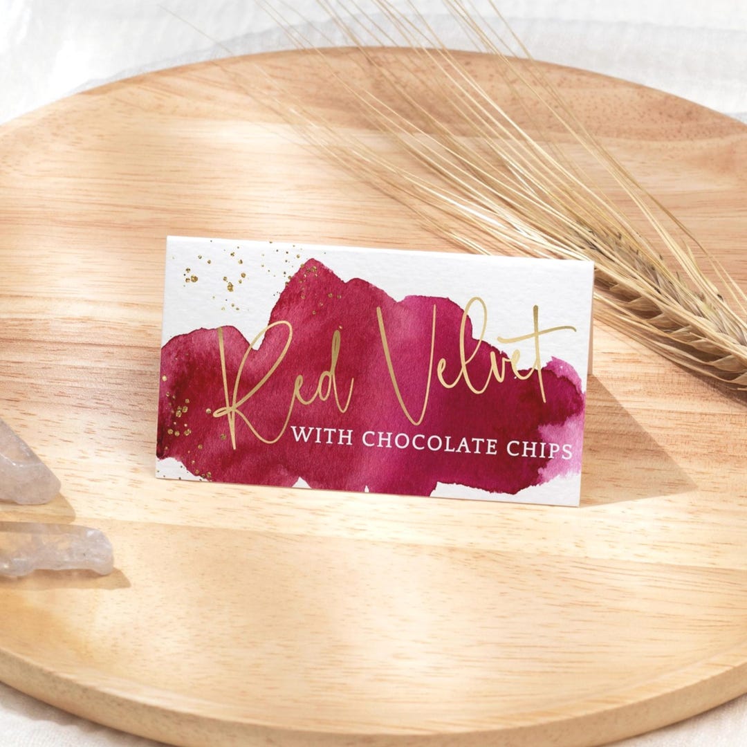 Ruby Red Place Card Template, Birthday Table Cards Printable, Food ...
