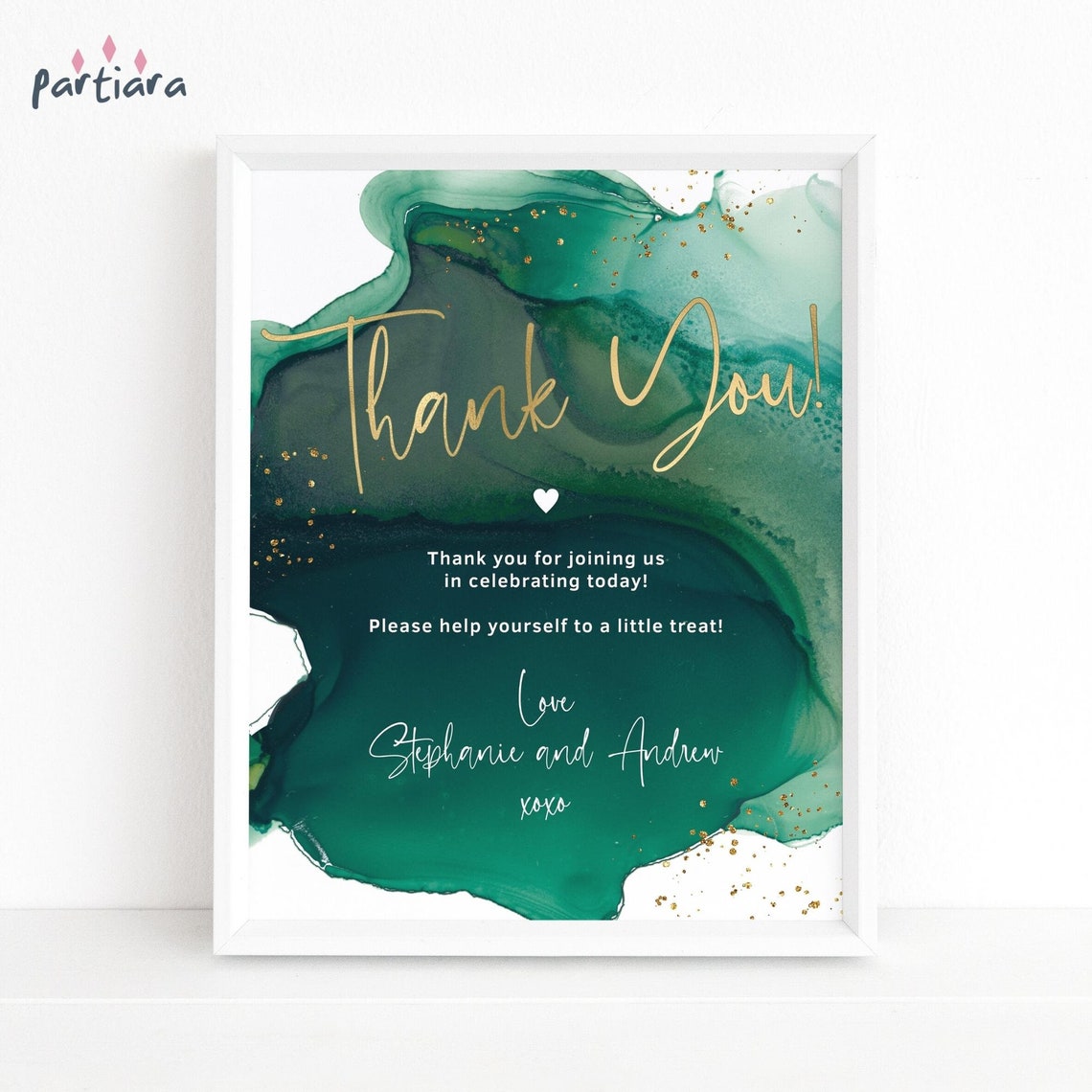 Emerald Green Gold Thank You Table Sign Printable Favor Gifts - Etsy