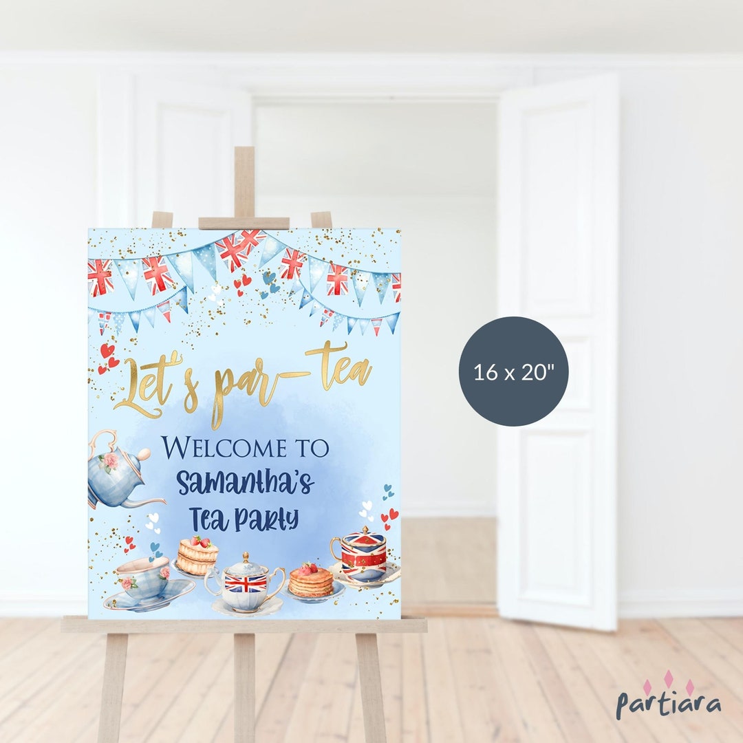 Welcome Tea Party Sign Printable English Garden High-tea Party Welcome ...