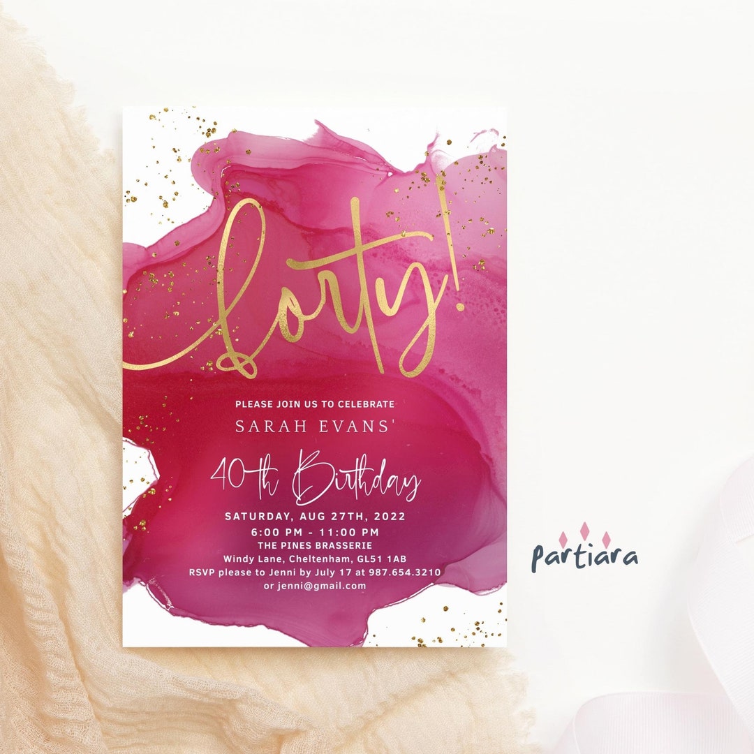 40th Invitation Ruby Wedding Anniversary Invitations Ladies Forty ...