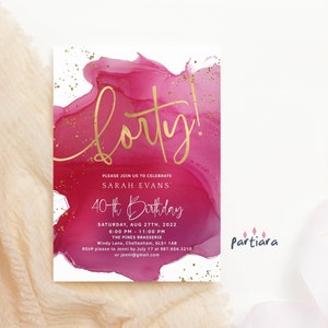 40th Invitation Ruby Wedding Anniversary Invitations Ladies Forty ...