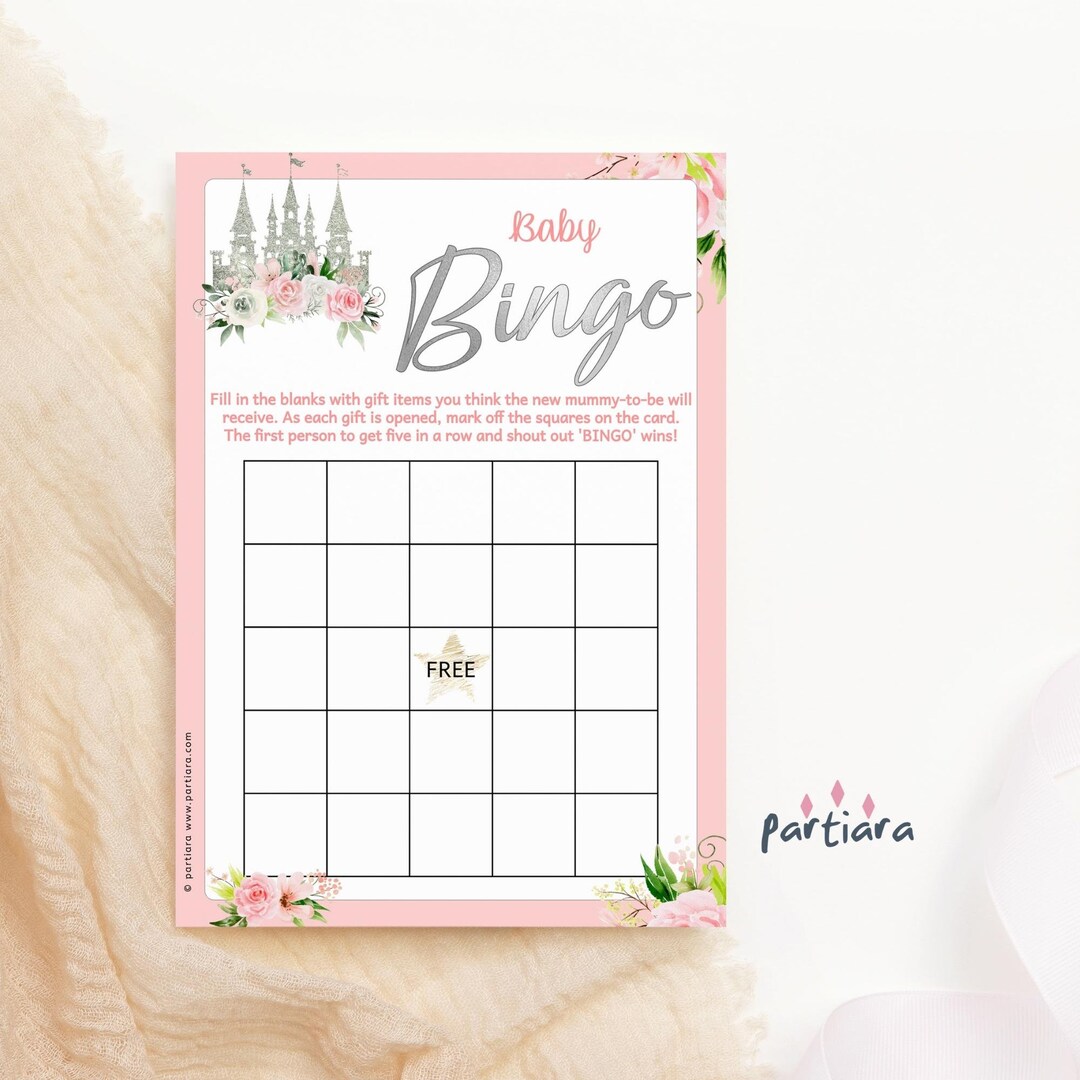 Princess Bingo Card Baby Shower Games Printable, Fairytale Castle Theme ...