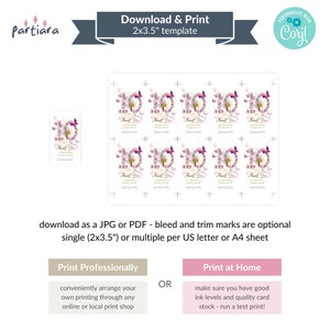 10th Birthday Tags Favor Gifts Thank You Label Butterfly Fairies Floral ...