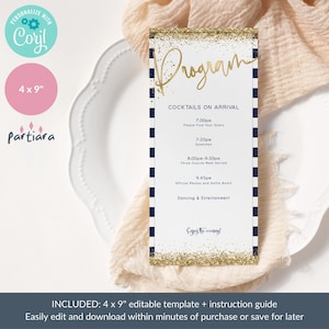 Blue Gold Program Card Printable Graduation Party Table Programs ...