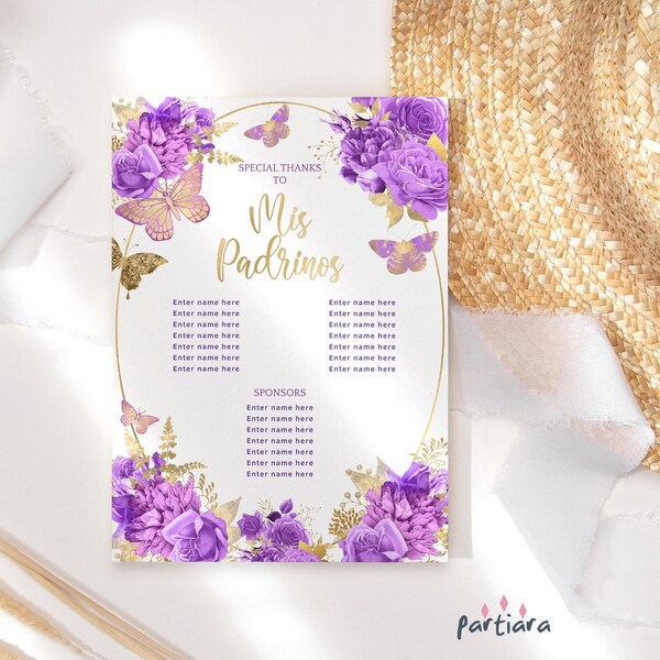 Quinceanera Padrino List - Etsy
