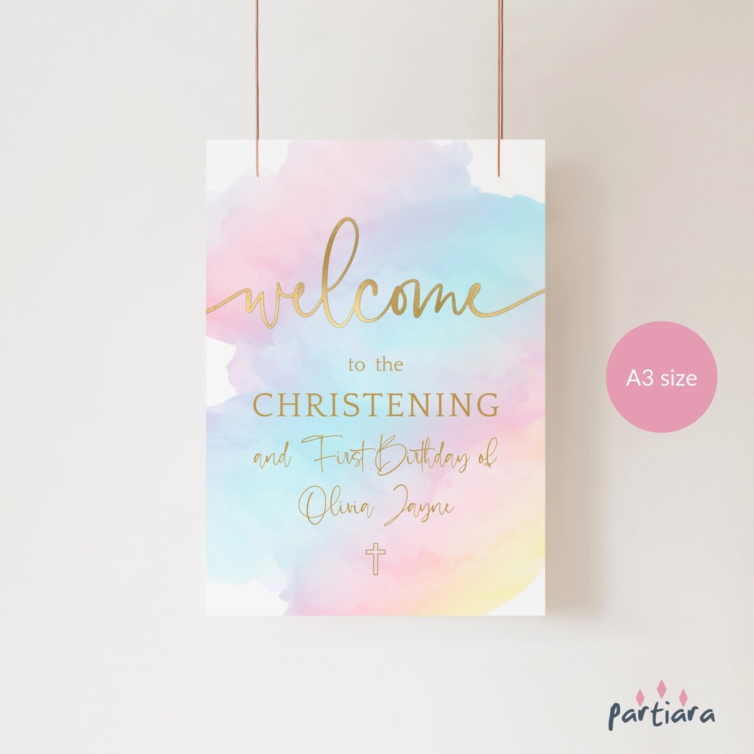 Pastel Rainbow Welcome Sign Printable, Birthday Rainbow Party Welcome ...