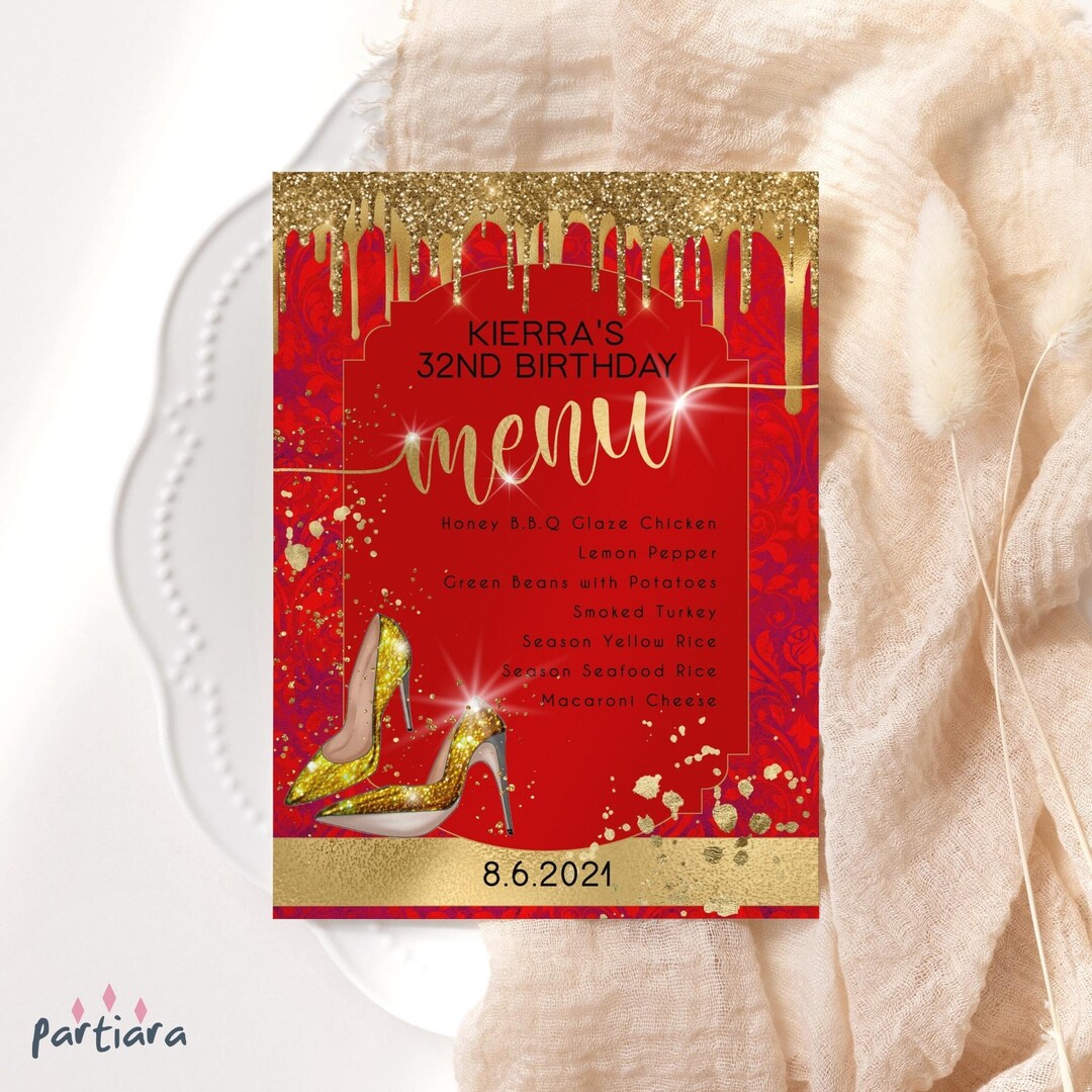 Ladies Night Menu Card Template, Girls Night Out Table Menus, Gold ...